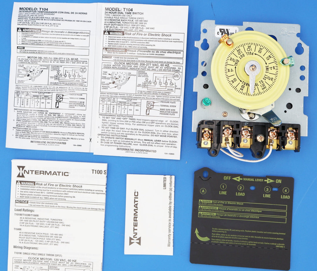 Intermatic 220V DPST Mechanical Time Clock Mechanism T104M