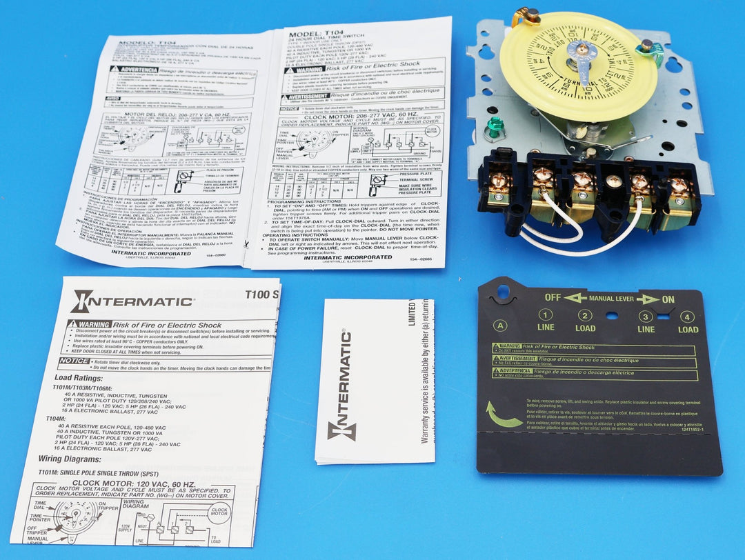 Intermatic 220V DPST Mechanical Time Clock Mechanism T104M