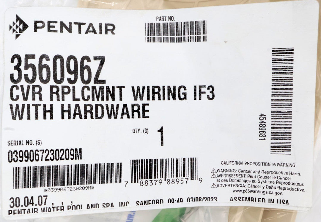 Pentair IntelliFlo3 Field Wiring Compartment Kit 356096Z