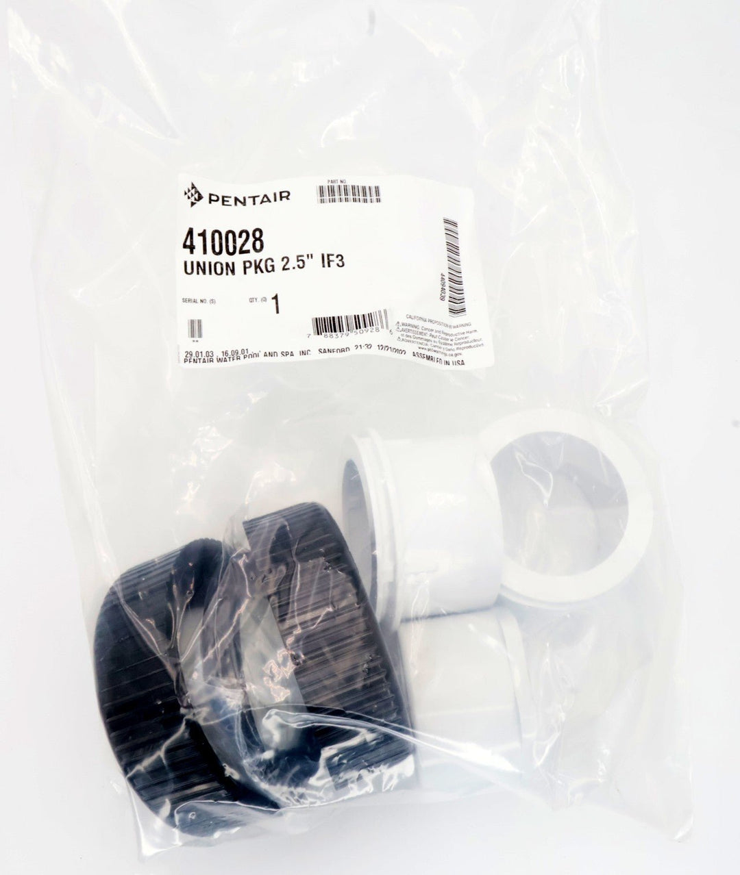 Pentair IntelliFlo3 Union Kit 2" & 2.5" 410028