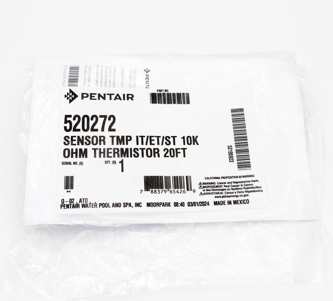 Pentair 20' Temp Sensor 10K Ohm Thermistor 520272