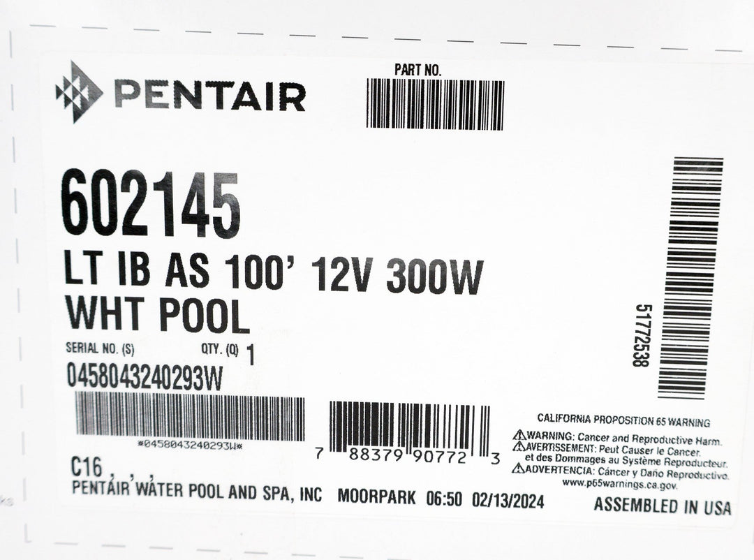 Pentair Intellibrite Architectural Series 300W White Pool Light 100' 1